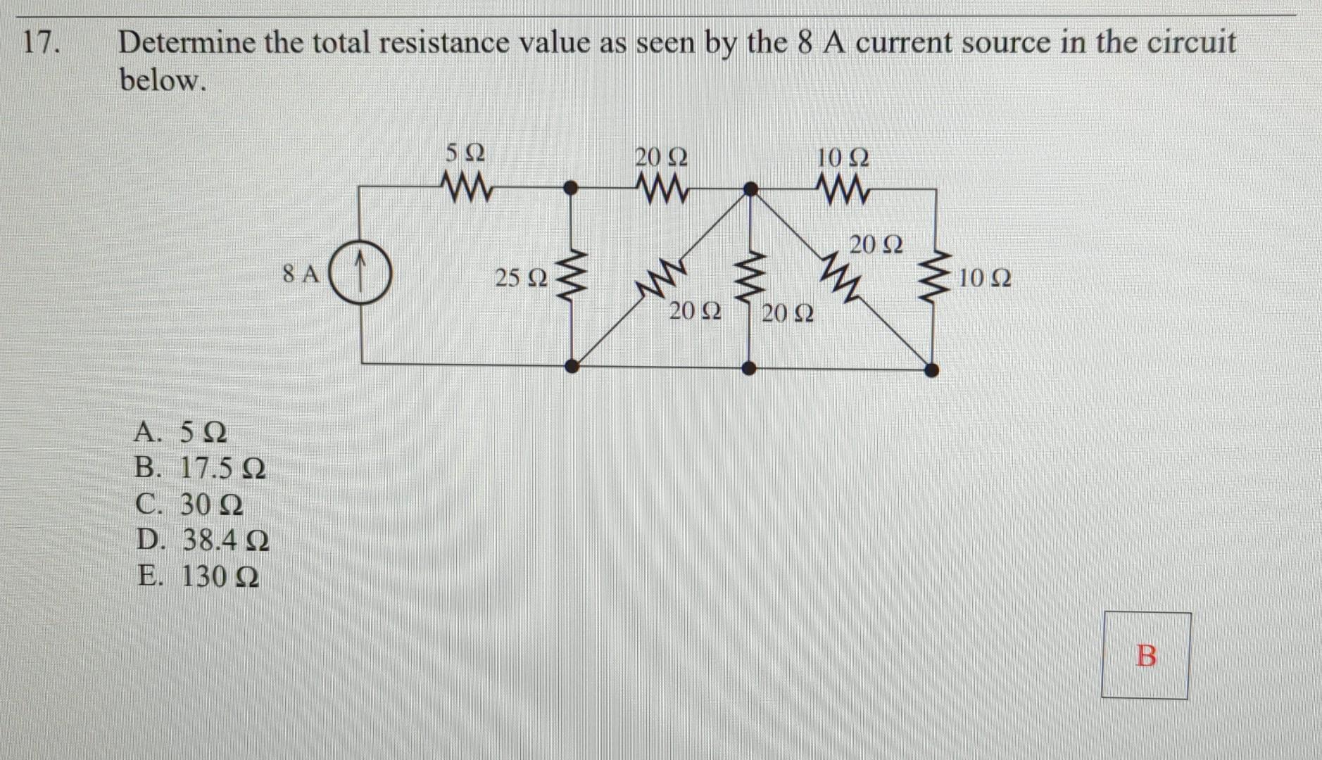 Solved 17. Determine the total resistance value as seen by | Chegg.com