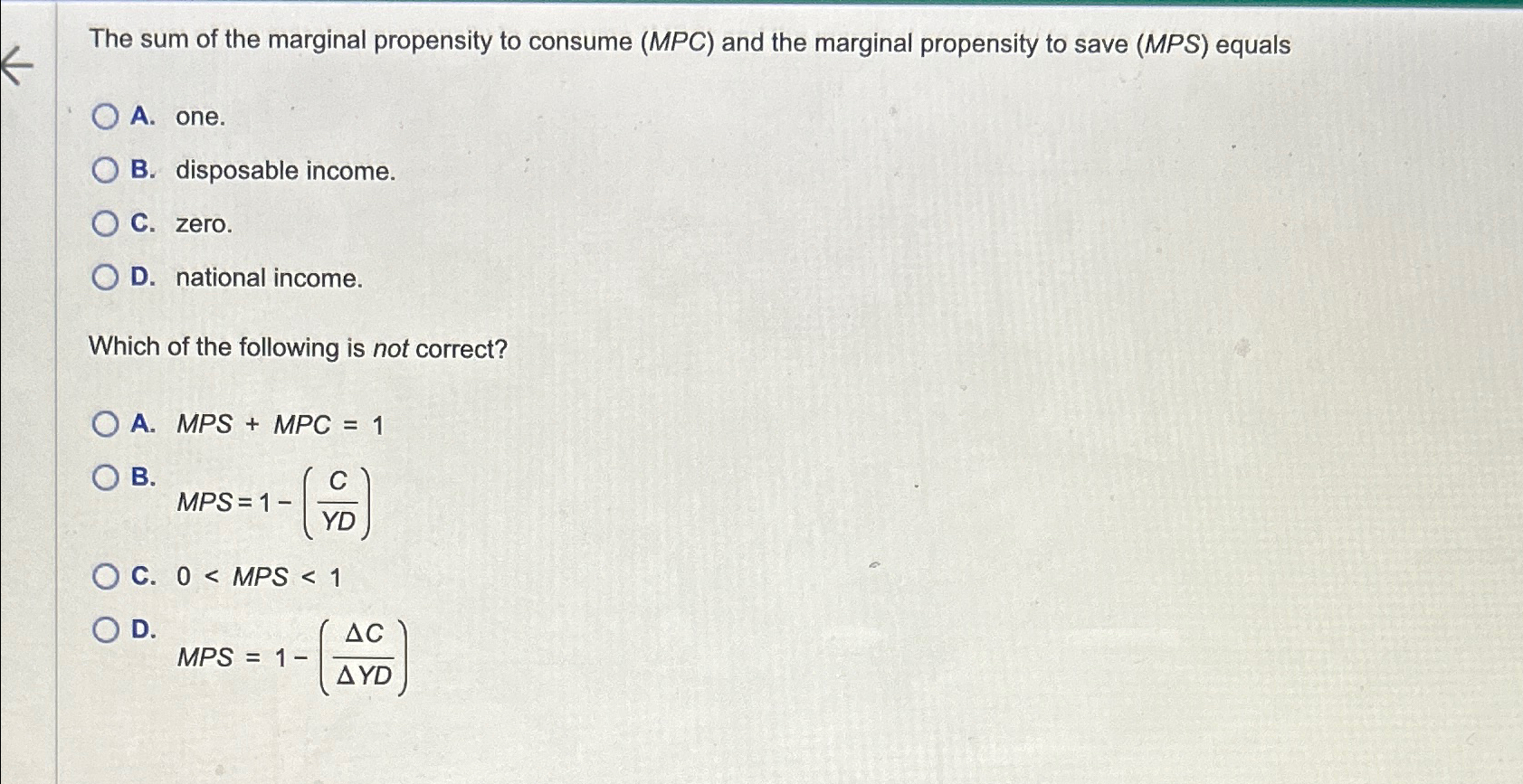 Solved The sum of the marginal propensity to consume (MPC) | Chegg.com