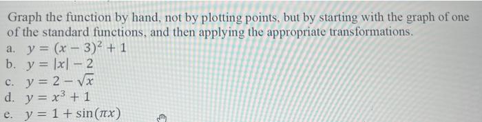 Solved Graph the function by hand, not by plotting points, | Chegg.com
