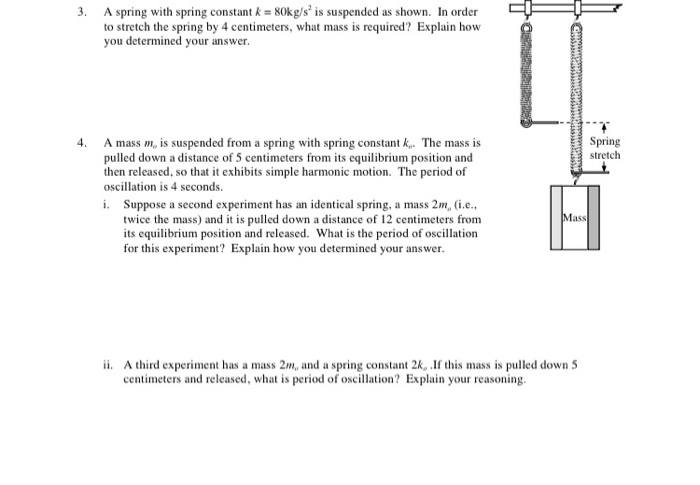 Solved 3. A spring with spring constant k = 80kg/s’ is | Chegg.com