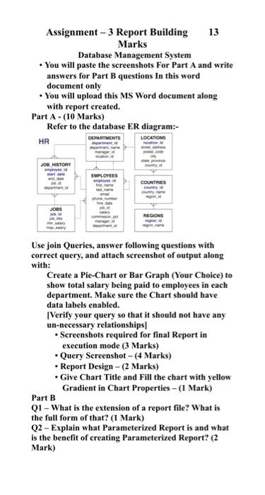 Assignment - 3 Report Building 13 Marks Database | Chegg.com