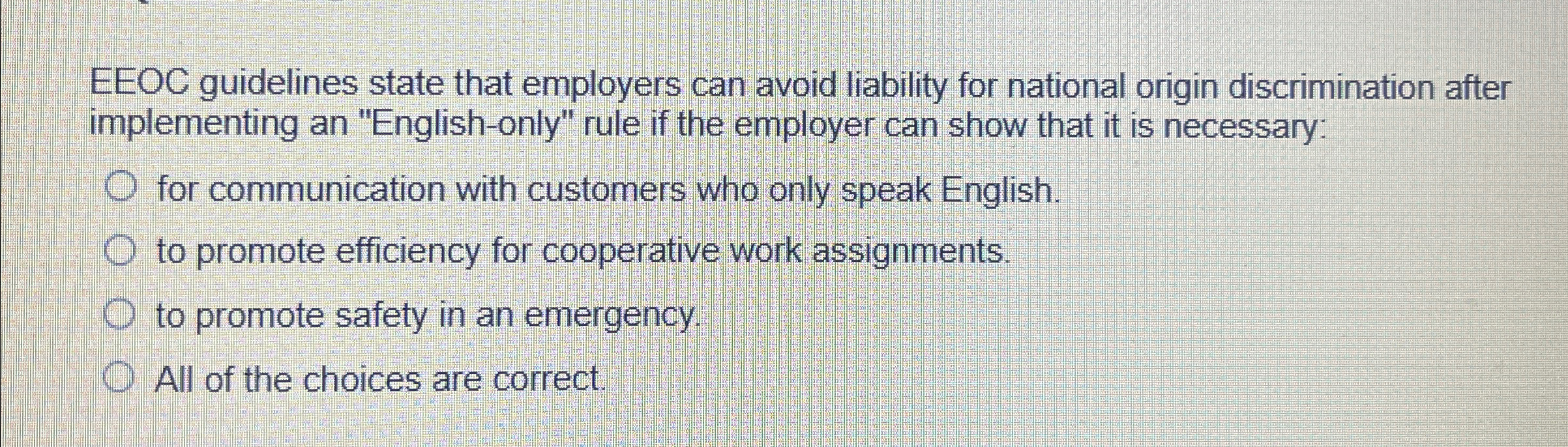 Solved EEOC guidelines state that employers can avoid | Chegg.com