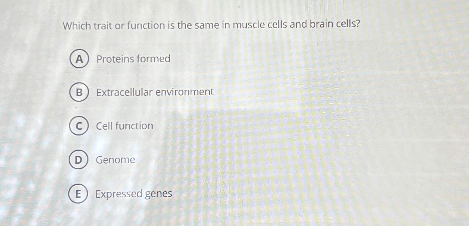 Solved Which trait or function is the same in muscle cells | Chegg.com