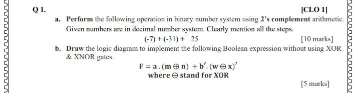 Solved Q1. ՄՄՄՄՄՄՄՄՄՄՄՄ [CLO 1] a. Perform the following | Chegg.com