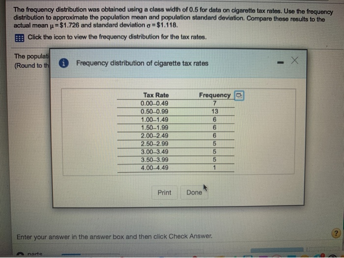 Solved The frequency distribution was obtained using a class | Chegg.com