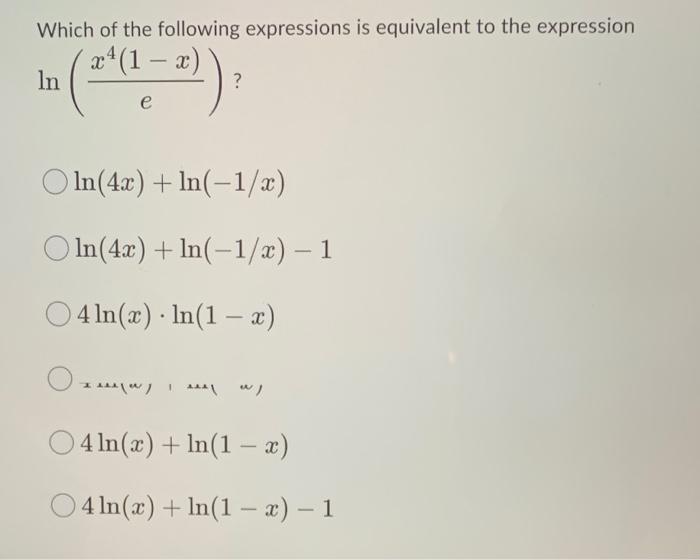 Solved Which of the following expressions is equivalent to | Chegg.com