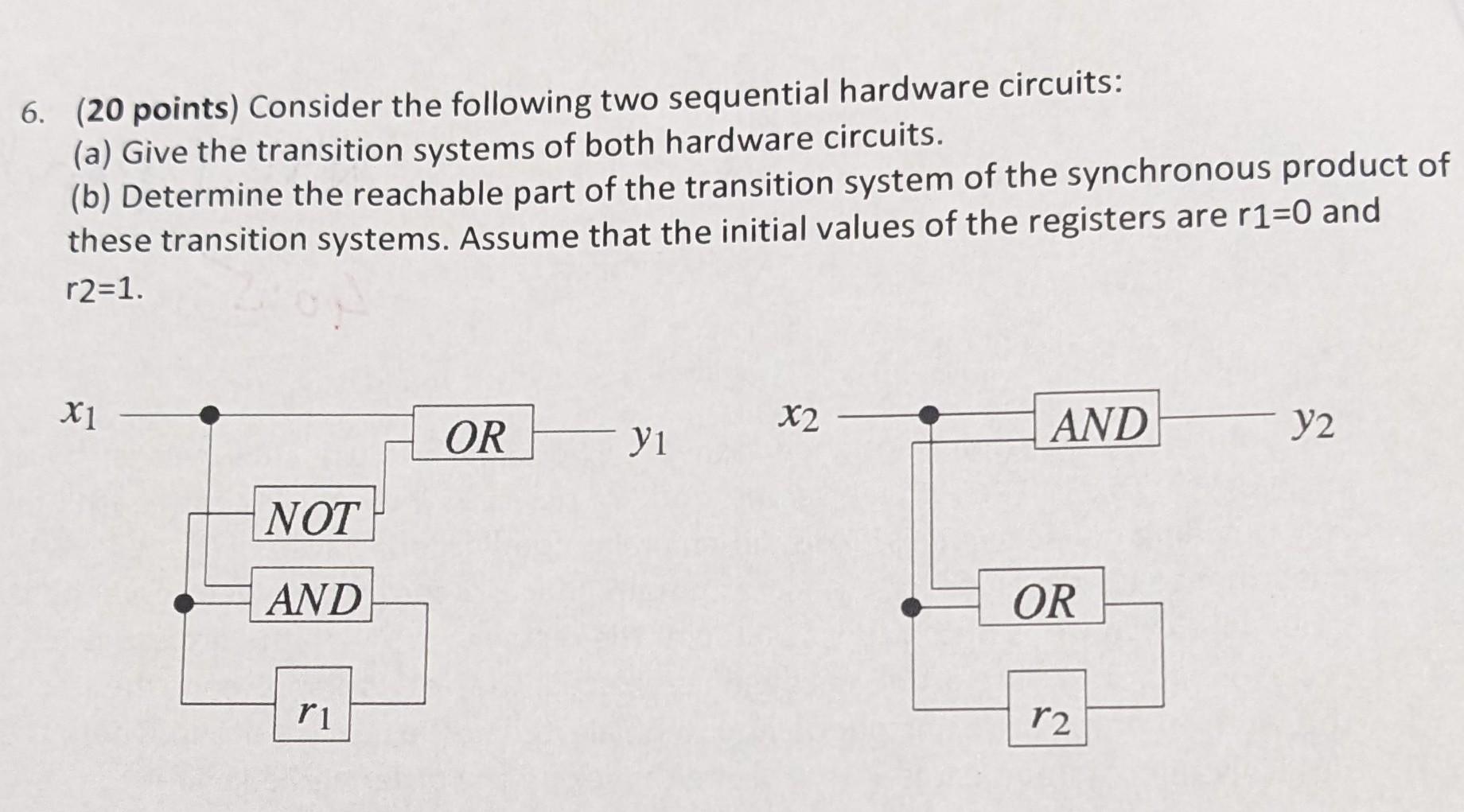 Solved 6. (20 points) Consider the following two sequential | Chegg.com