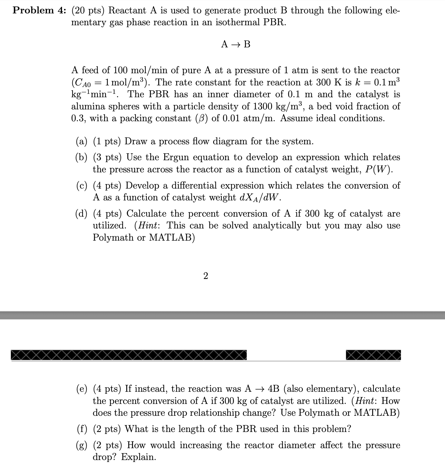 Solved Problem 4: (20 pts) ﻿Reactant A is ﻿used to ﻿generate | Chegg.com