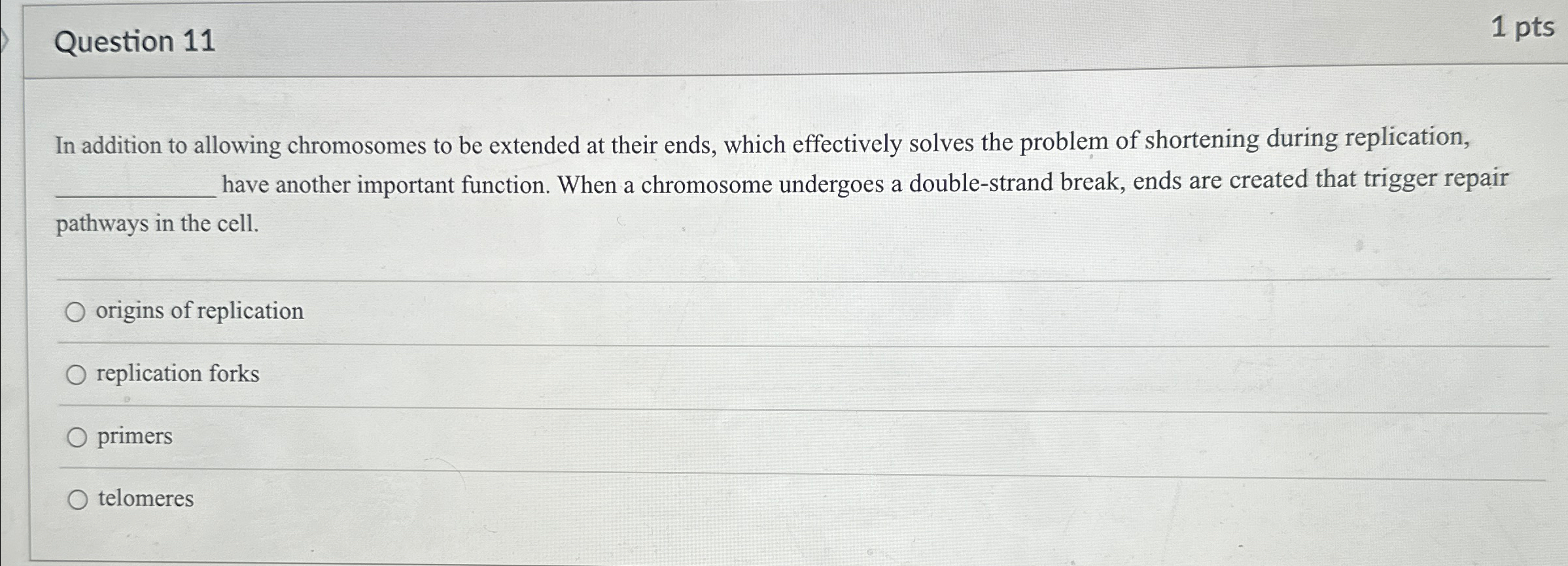 Solved Question 111 ﻿ptsIn addition to allowing chromosomes | Chegg.com