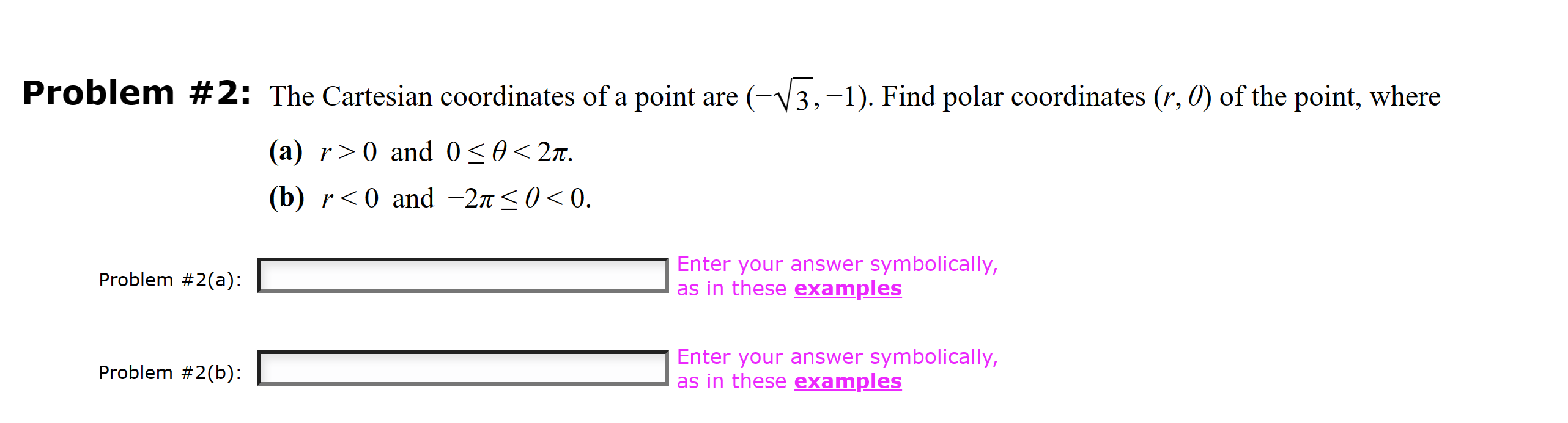 Solved Problem # 2: The Cartesian coordinates of a point are | Chegg.com