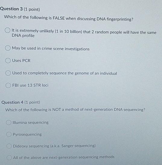 Solved Question 1 (1 point) What is the genetic sequence of | Chegg.com