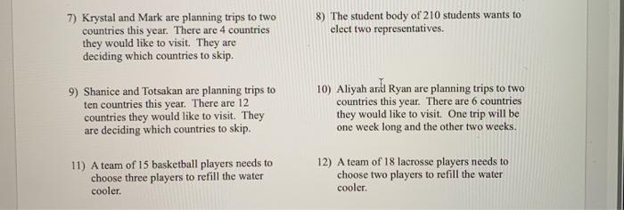 Solved state if each scenario involves a permutation or a | Chegg.com