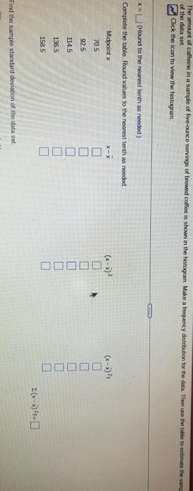 Solved The amount of caffeine a sample oftverce serving of | Chegg.com