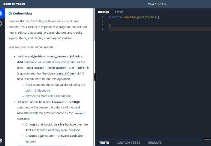 Solved BACK TO TASKS 9 O Codewriting Imagine that you're | Chegg.com