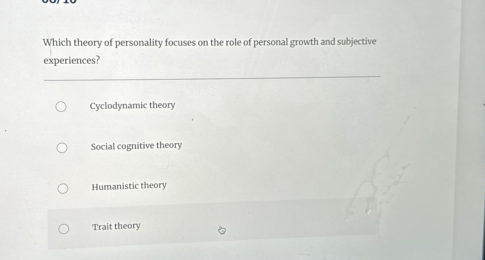 Solved Which theory of personality focuses on the role of | Chegg.com
