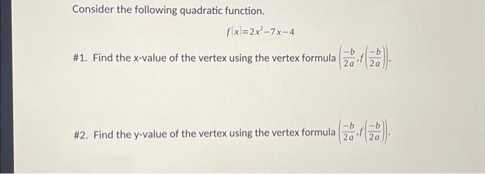 Solved Consider the following quadratic function. | Chegg.com