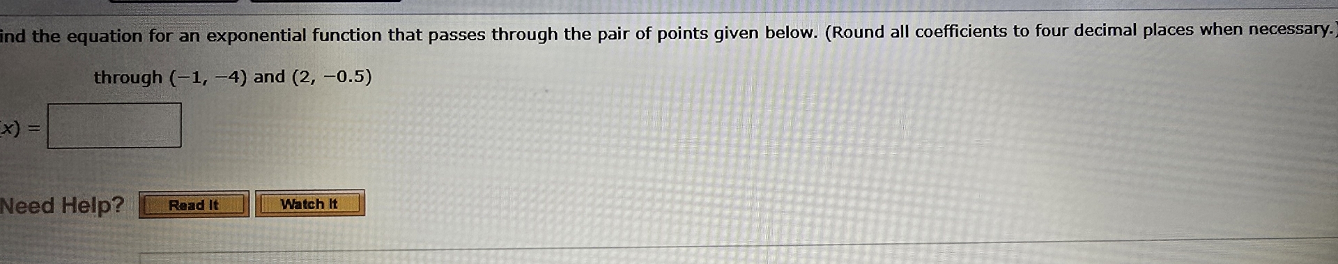 Solved ind the equation for an exponential function that | Chegg.com