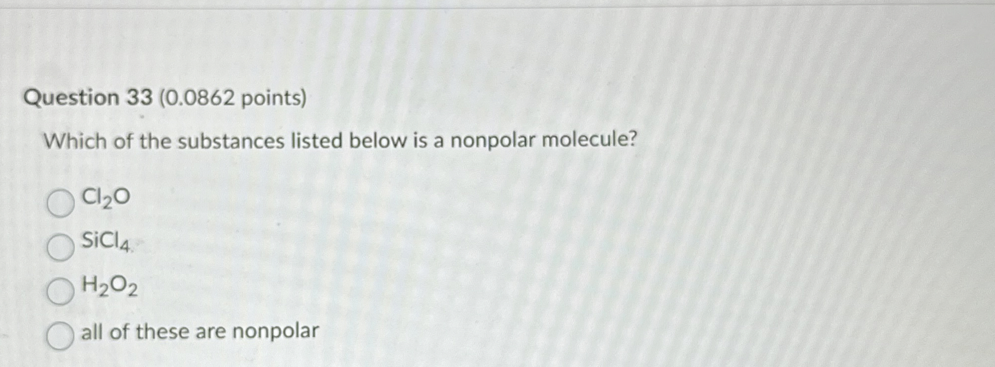 Solved Question 33 ( 0.0862 ﻿points)Which of the substances | Chegg.com