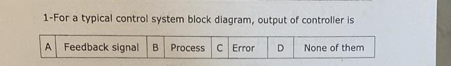 Solved 1-For a typical control system block diagram, output | Chegg.com