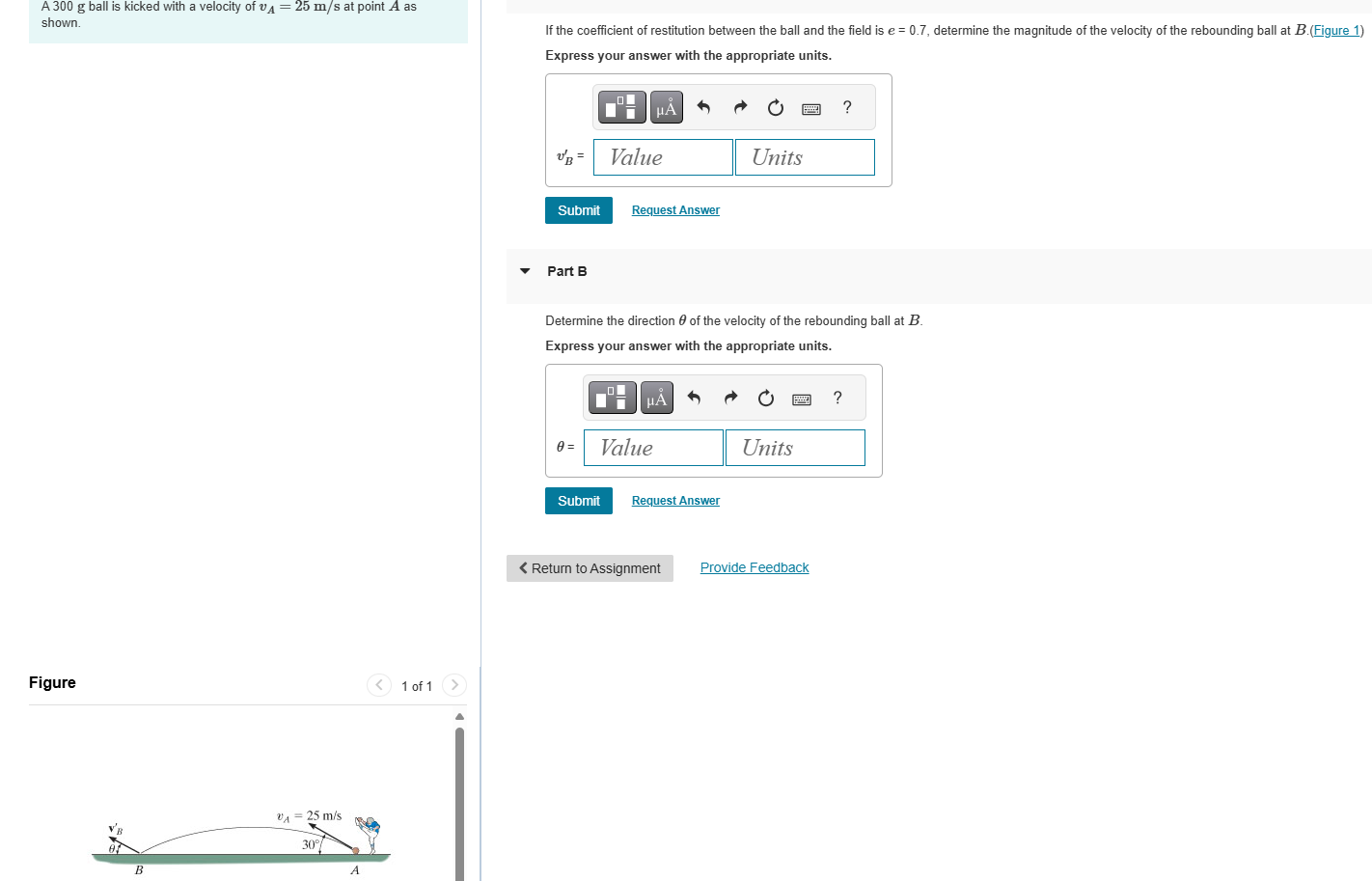 Solved shown.If the coefficient of restitution between the | Chegg.com