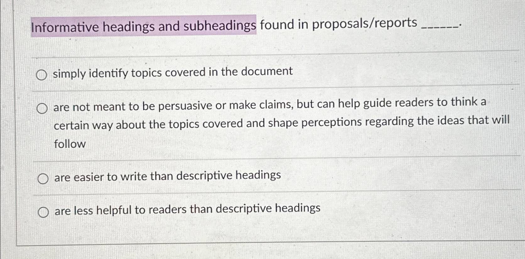 Solved Informative headings and subheadings found in | Chegg.com