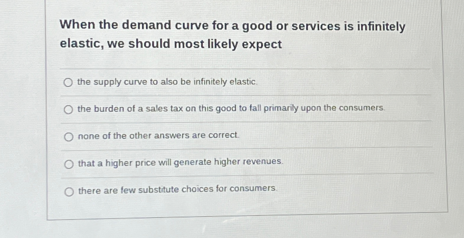 Solved When the demand curve for a good or services is | Chegg.com