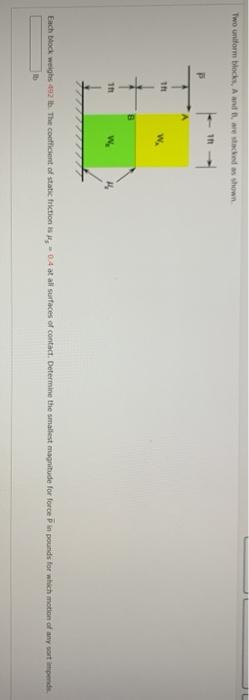 Solved Two uniform blocks, A and reached as shown in P th w | Chegg.com