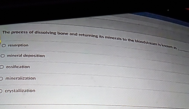 Solved The process of dissolving bone and returning its | Chegg.com