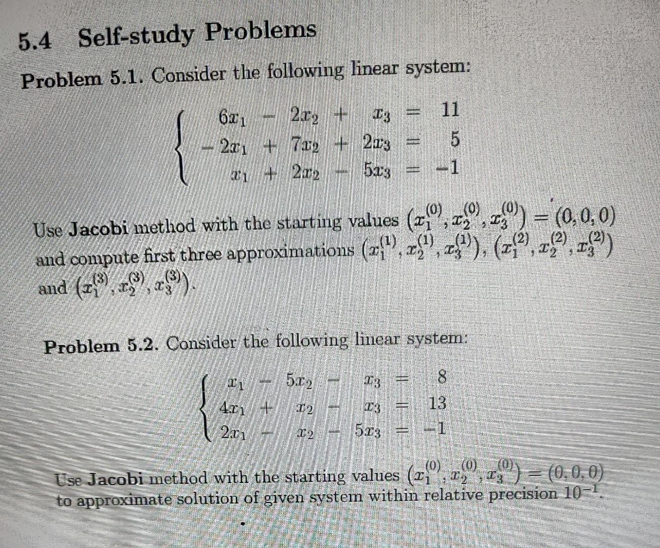 Solved 5.4 Self-study Problems Problem 5.1. Consider the | Chegg.com