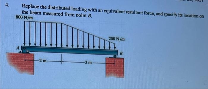 Solved 4. Replace the distributed loading with an equivalent | Chegg.com
