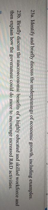 Solved 23a. Identify and briefly discuss the underpinnings | Chegg.com