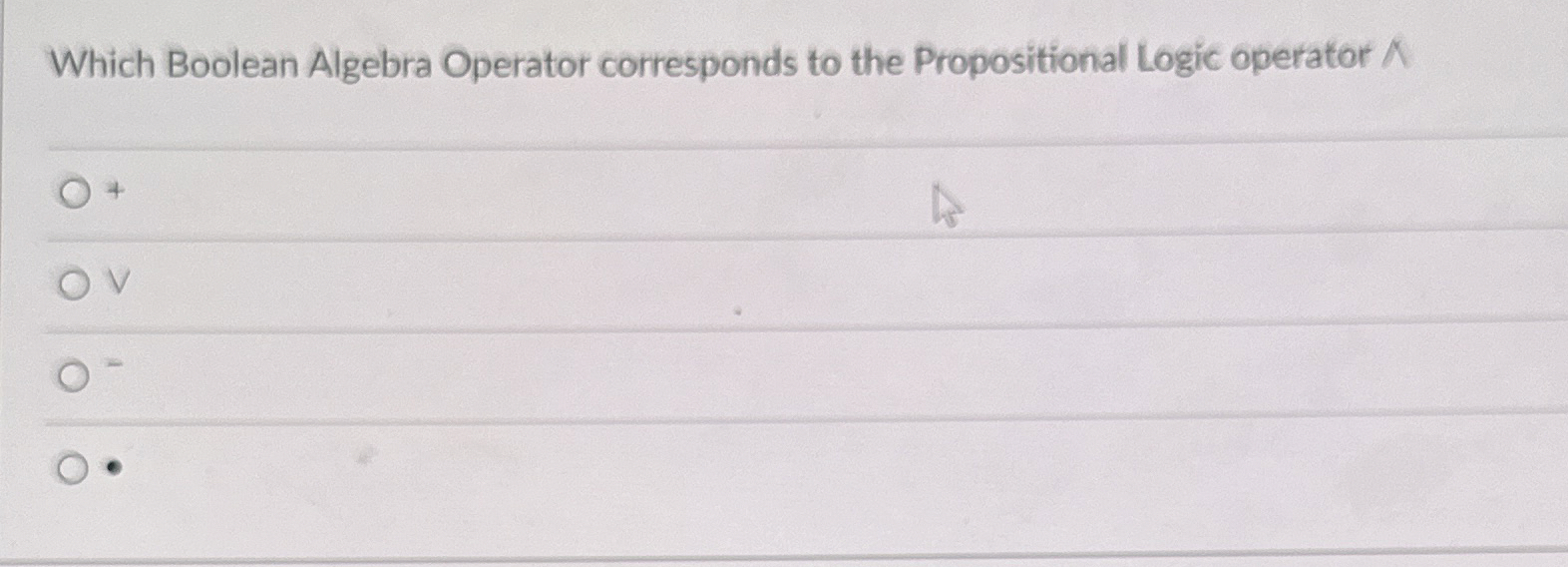 Solved Which Boolean Algebra Operator corresponds to the | Chegg.com