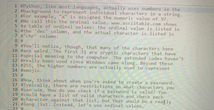 Solved 1 #Python, like most languages, actually uses numbers | Chegg.com