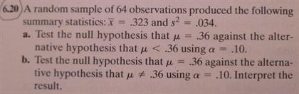 Solved A random sample of 64 observations produced the | Chegg.com