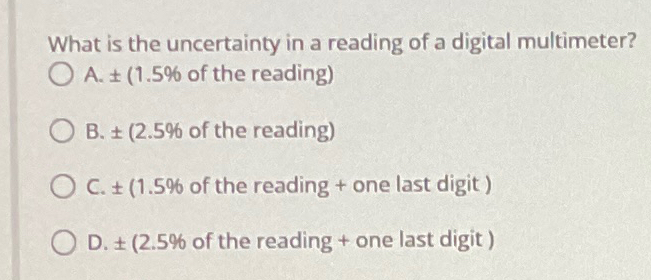 Solved What is the uncertainty in a reading of a digital | Chegg.com