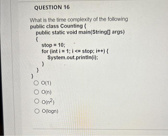 Solved What is the time complexity of the following public | Chegg.com