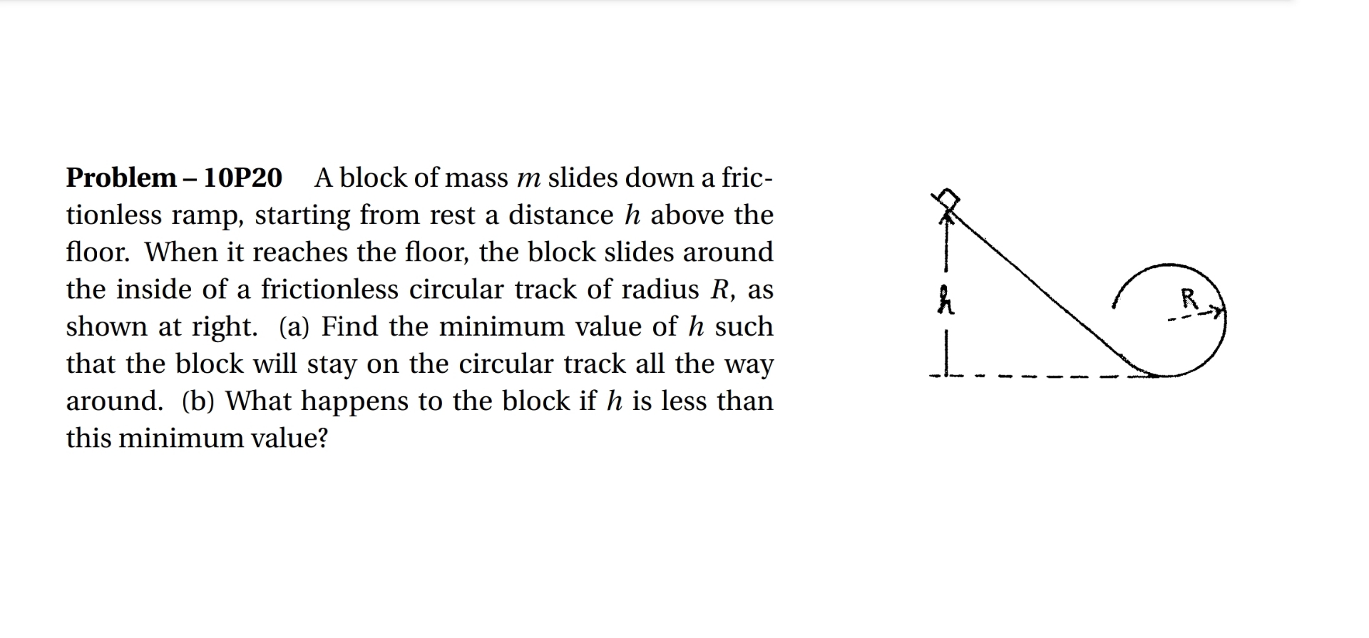 Solved Problem - 10P20 ﻿A block of mass m ﻿slides down a | Chegg.com