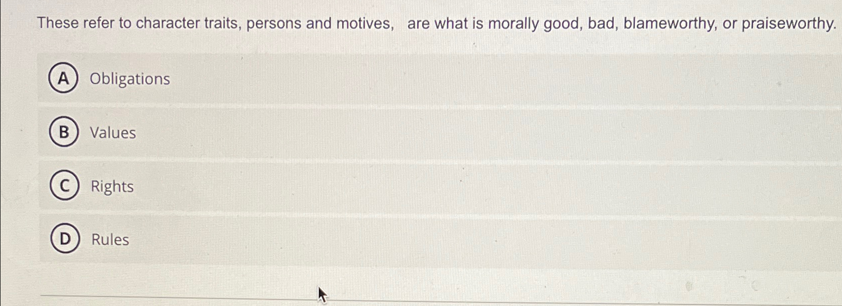 Solved These refer to character traits, persons and motives, | Chegg.com