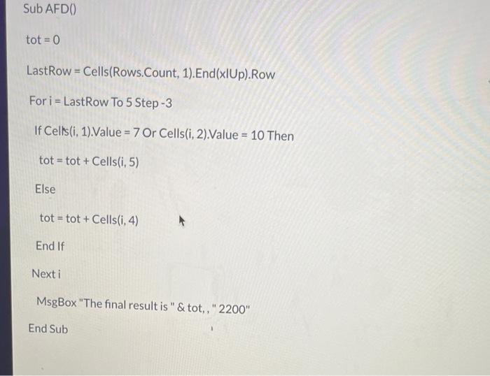 Solved The following Excel image has a VBA program (see | Chegg.com