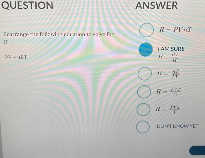 Solved QUESTION ANSWER Rearrange the following equation to | Chegg.com