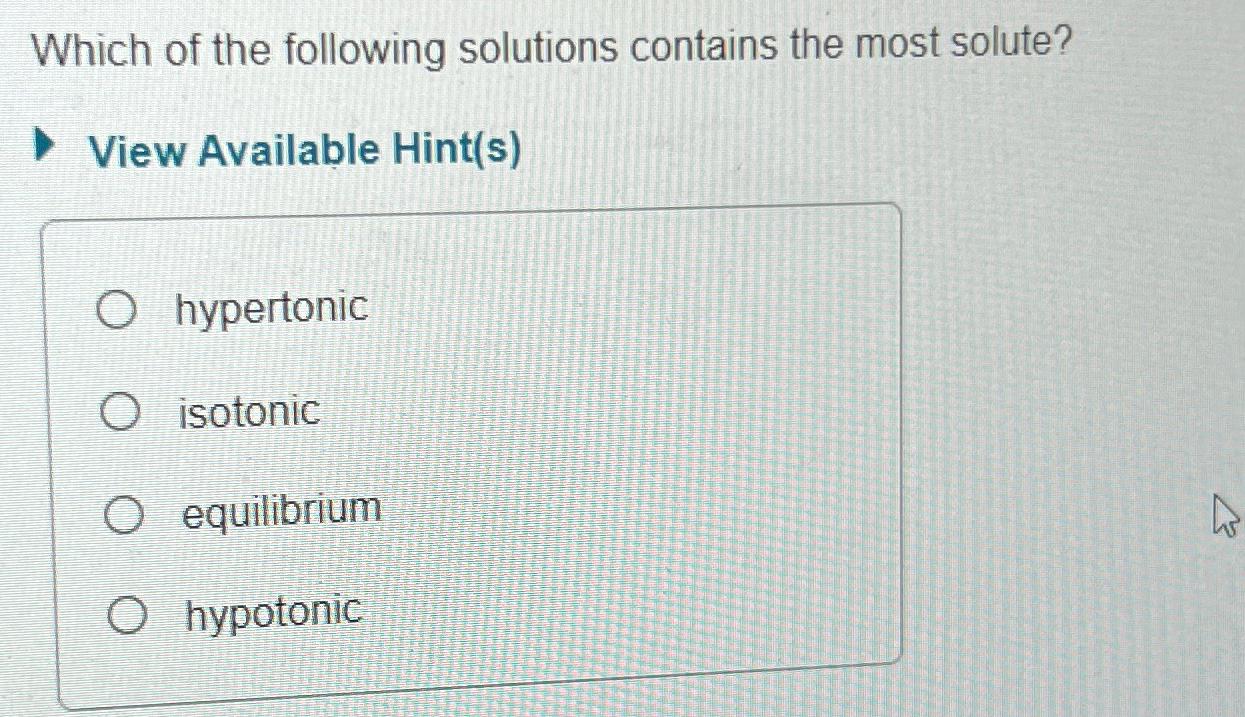 Solved Which of the following solutions contains the most | Chegg.com