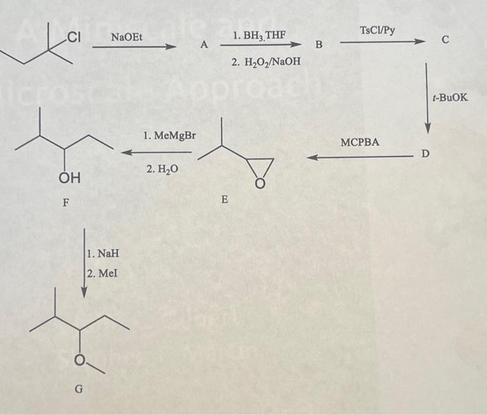 Solved NaOEt A 1.BH3 THF B TsCl/Py C 2. H2O2NaOH t-BuOK. | Chegg.com