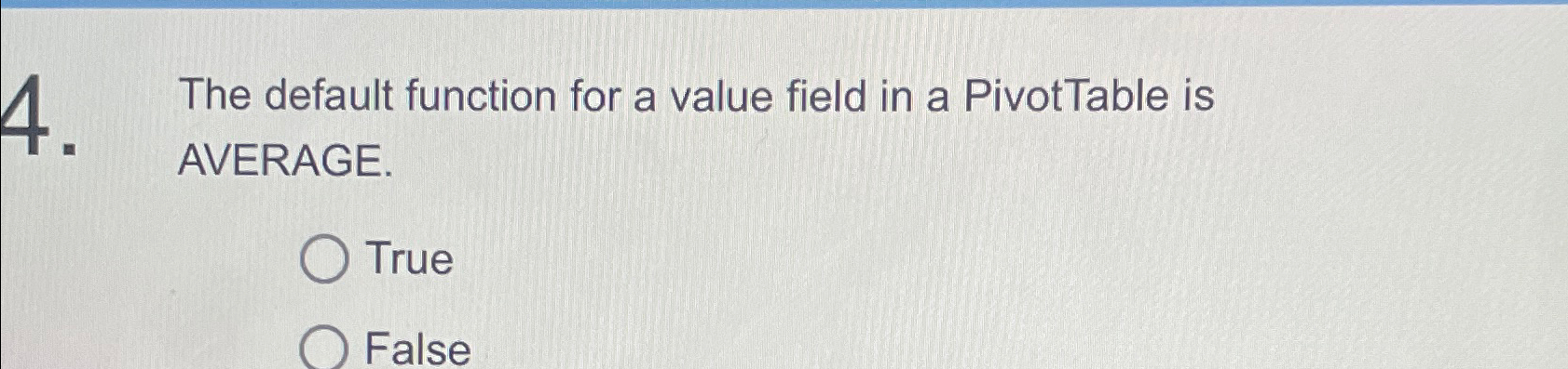 Solved The default function for a value field in a Pivot | Chegg.com
