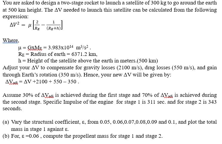 Solved You are asked to design a two-stage rocket to launch | Chegg.com