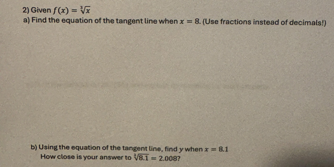 Solved Given f(x)=x3a) ﻿Find the equation of the tangent | Chegg.com