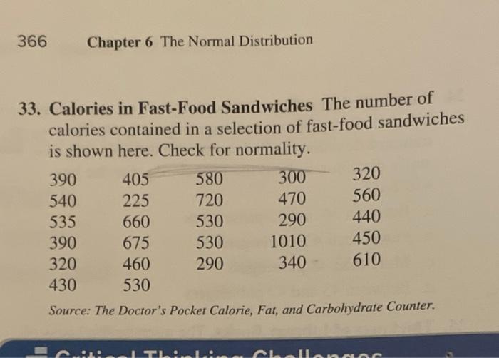 Solved 366 Chapter 6 The Normal Distribution 33. Calories in | Chegg.com