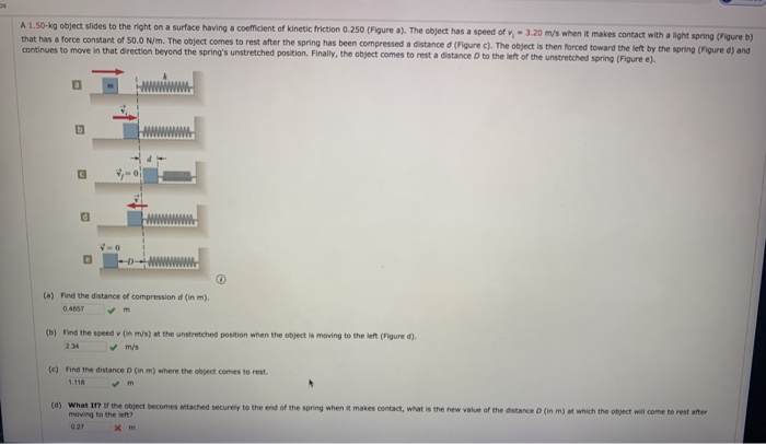 Solved A 1.50-kg object slides to the right on a surface | Chegg.com