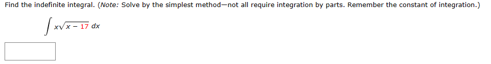 Solved Find the indefinite integral. (Note: Solve by the | Chegg.com