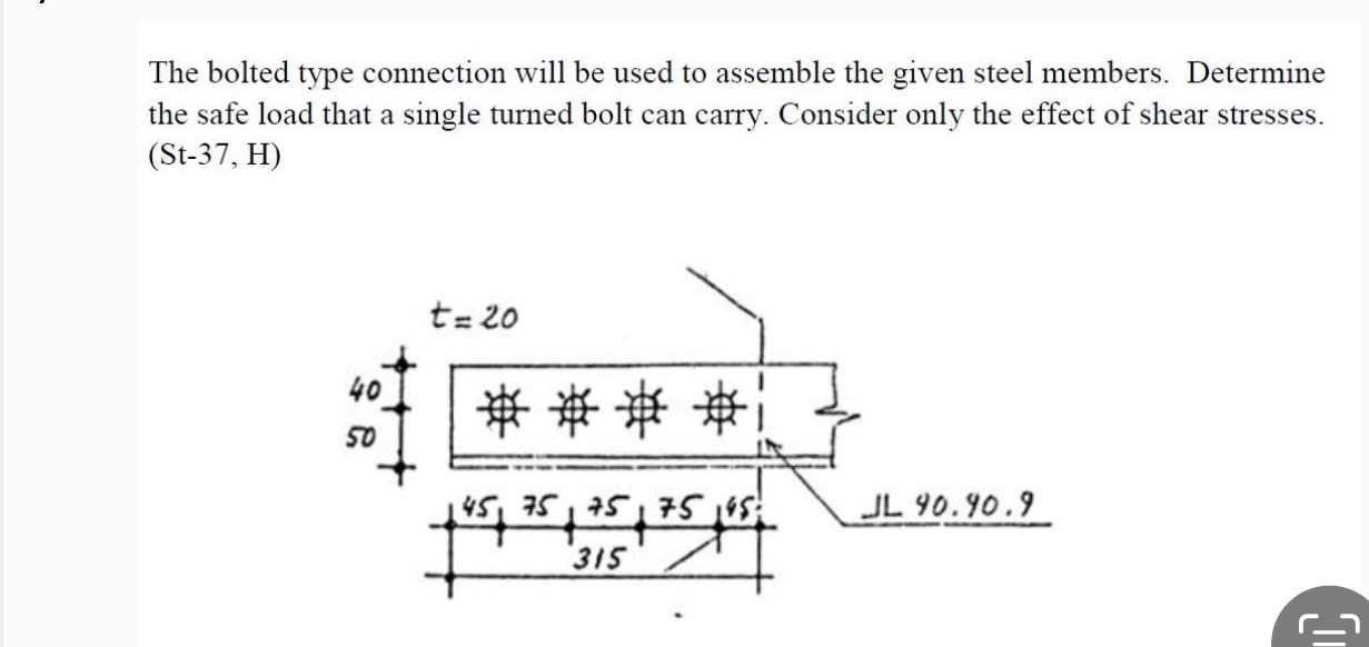 Solved The bolted type connection will be used to assemble | Chegg.com
