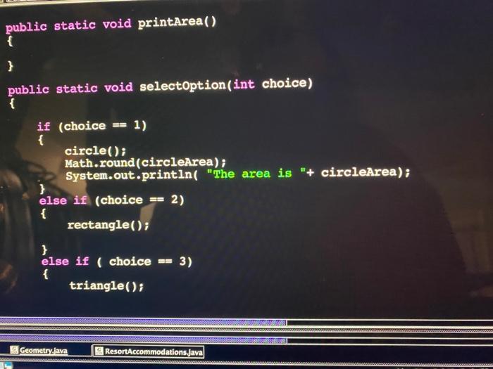 Solved how do i get the circleArea to print correct area. it | Chegg.com